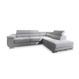 ECKSOFA APIRO R-S Hellgrau Kordstoff mit Schlaffunktion