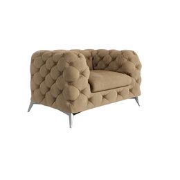 CHESTERFIELD-SESSEL Laura Beige Samt