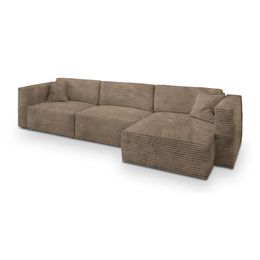 ECKSOFA TOLMO Beige Kordstoff mit Schlaffunktion