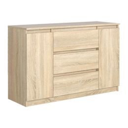 KOMMODE NUDO 120/78,5/39cm mit 3 Schubladen 2 T&uuml;ren Sonoma Eiche