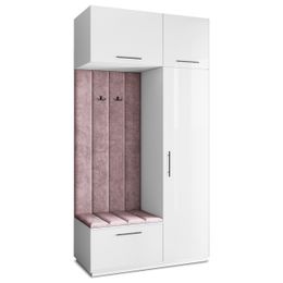 GARDEROBENSCHRANK REMA 120/240/60 cm Modern Garderobe-Set Wei&szlig;