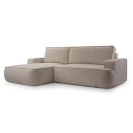 ECKSOFA SOLO Beige Boucle-Stoff mit Schlaffunktion