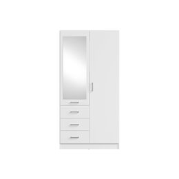 DREHT&Uuml;RENSCHRANK NEVARIS 101/200,5/58cm 2-t&uuml;rig mit Spiegel Wei&szlig;