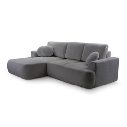 ECKSOFA FILO Grau Boucle-Stoff mit Schlaffunktion