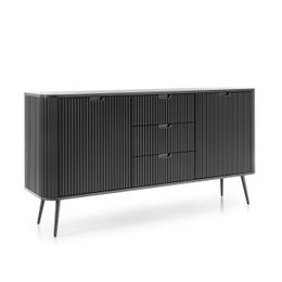 SIDEBOARD ZENZERO 168/87/39 cm mit 3 Schubladen 2 T&uuml;ren Schwarz