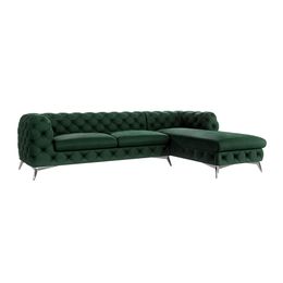 ECKSOFA Chesterfield Laura Flasche Gr&uuml;n Samt