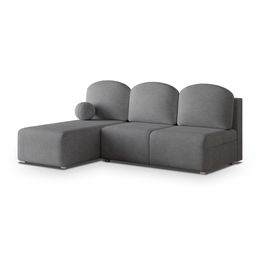 ECKSOFA TRAMA Grau Geflochtener Stoff mit Schlaffunktion