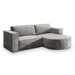 ECKSOFA SORELA M R-S Hellgrau Velours-Stoff mit Schlaffunktion