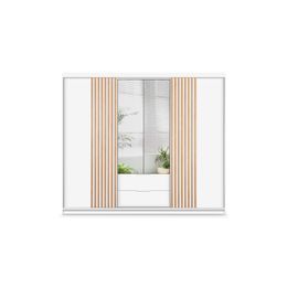 SCHWEBET&Uuml;RENSCHRANK AKALI 250/213/60 cm 4-t&uuml;rig mit Spiegel Wei&szlig;