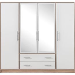DREHT&Uuml;RENSCHRANK VANO 200/190/56cm 4-t&uuml;rig mit Spiegel Wei&szlig;