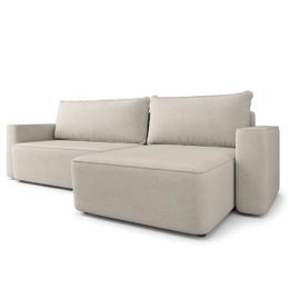 ECKSOFA BELARO CL Creme Samtstoff mit Schlaffunktion