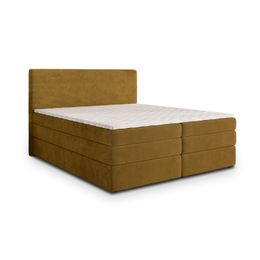 BOXSPRINGBETT MATERN 160x200 cm mit Matratze und Topper - Gelb