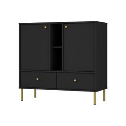KOMMODE TORINO 100/95/41 cm mit 2 Schubladen 2 T&uuml;ren Graphitfarben