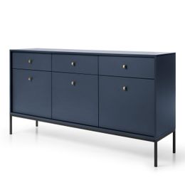SIDEBOARD MONDO 154/83/39 cm mit 3 Schubladen 3 T&uuml;ren Blau