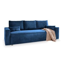 BETTSOFA ALATRI Blau Velours-Stoff mit Schlaffunktion
