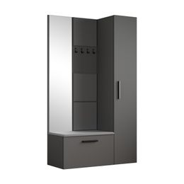 GARDEROBENSCHRANK MODULO 120,6/204/40 cm Modern Garderobe-Set Grau