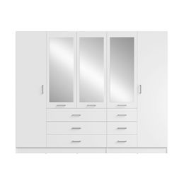 DREHT&Uuml;RENSCHRANK NEVARIS 250/200,5/58cm 5-t&uuml;rig mit Spiegel Wei&szlig;
