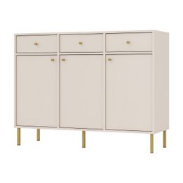 KOMMODE TORINO 125/95/41 cm mit 3 Schubladen 3 T&uuml;ren Beige