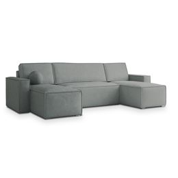 WOHNLANDSCHAFT PESANO M Grau Velours-Stoff mit Schlaffunktion