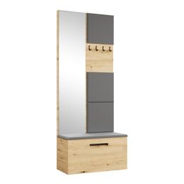 GARDEROBENSCHRANK MODULO 80,6/204/40 cm Modern Garderobe-Set Eiche Artisan