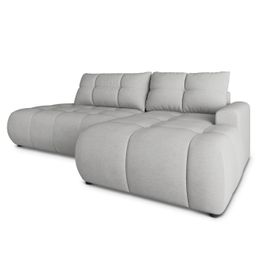 ECKSOFA FLUMA CL R-S Hellgrau Samtstoff mit Schlaffunktion