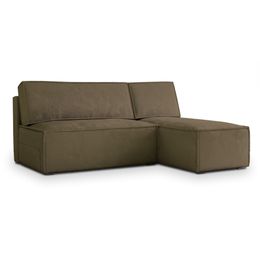 ECKSOFA BRISO M Beige Velours-Stoff mit Schlaffunktion