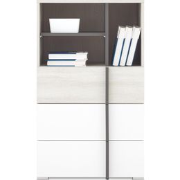 KOMMODE BERGAMO 60/100/40cm mit 3 Schubladen T&uuml;ren Eichefarben