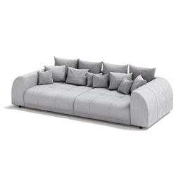 BIGSOFA Levana 5 Sitzer Hellgrau Cord-Stoff