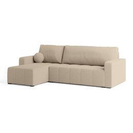 ECKSOFA VOLIRA Beige Boucle-Stoff mit Schlaffunktion