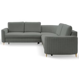 ECKSOFA VELA R-S Grau Velours-Stoff mit Schlaffunktion