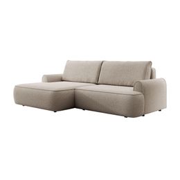ECKSOFA MARE Beige Boucle-Stoff mit Schlaffunktion