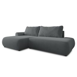 ECKSOFA NUVIRA CL L-S Grau Samtstoff mit Schlaffunktion
