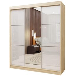 SCHWEBET&Uuml;RENSCHRANK VITALE 180/216/61 cm 3-t&uuml;rig mit Spiegel Sonoma Eiche