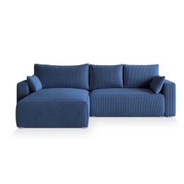 ECKSOFA FORIL P Blau Kordstoff mit Schlaffunktion