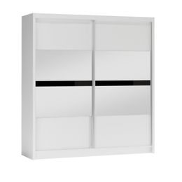 SCHWEBET&Uuml;RENSCHRANK RAKAN 203/215/61 cm 2-t&uuml;rig mit Spiegel Wei&szlig;
