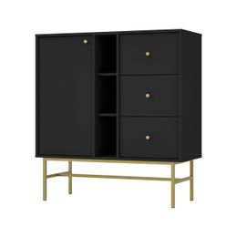 KOMMODE TORINO 100/108/41 cm mit 3 Schubladen 1 T&uuml;ren Graphitfarben