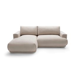 ECKSOFA NERO Beige Velours-Stoff mit Schlaffunktion