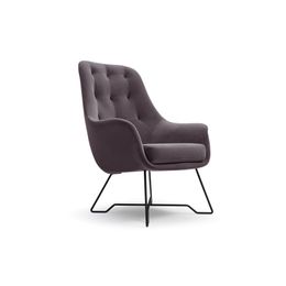 SESSEL SEDUTA, Modern Polstersessel Loungesessel, Velours-Stoff Grau