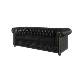 CHESTERFIELD-SOFA 3-sitzer mit Schlaffunktion Morin Schwarz vegan Leder