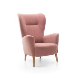 SESSEL RYZE, Polstersessel Klassisch Loungesessel, Velours-Stoff Rosa