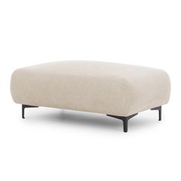 POLSTERHOCKER Cardea in Bubble-Optik aus weichem Hellbeige Strukturstoff mit hohem Sitzkomfort