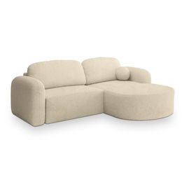 ECKSOFA AMILIA R-S Creme Boucle-Stoff mit Schlaffunktion