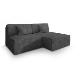 ECKSOFA FIORO P Graphitfarben Kordstoff mit Schlaffunktion
