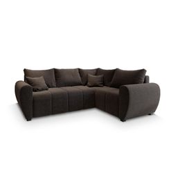 ECKSOFA MADISON L R-S Braun D&uuml;nner Stoff mit Schlaffunktion