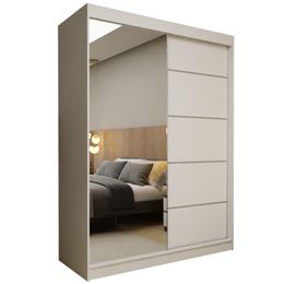 SCHWEBET&Uuml;RENSCHRANK MIRELLA 150/216/61 cm 2-t&uuml;rig mit Spiegel Wei&szlig;