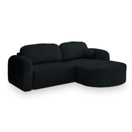 ECKSOFA AMILIA R-S Schwarz Boucle-Stoff mit Schlaffunktion