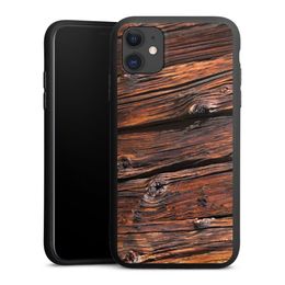 DeinDesign iPhone 11 Handy Premium Silikon H&uuml;lle Handyh&uuml;lle schwarz Case Beams Wood Wooden Look Silikon Premium Case
