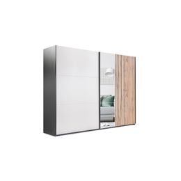 SCHWEBET&Uuml;RENSCHRANK BARD 250/215/65 cm 2-t&uuml;rig mit Spiegel Schwarz