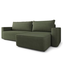 ECKSOFA BELARO CL Olivgr&uuml;n Samtstoff mit Schlaffunktion