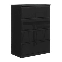 KOMMODE NUDO 70/102/39cm mit 4 Schubladen T&uuml;ren Schwarz